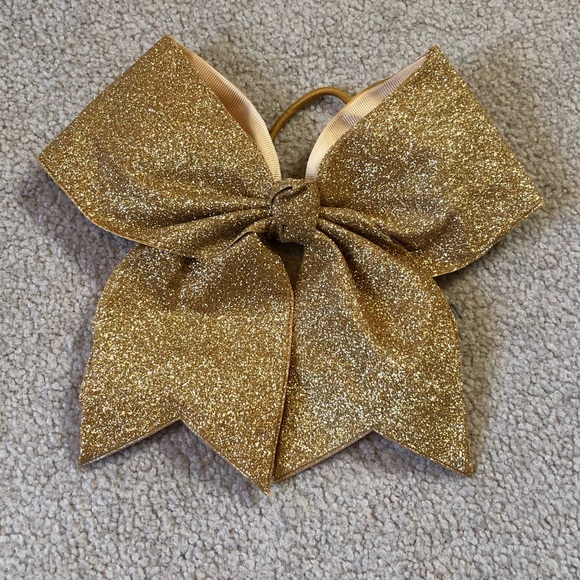 Accessories | Gold Sparkle Cheer Bow | Poshmark